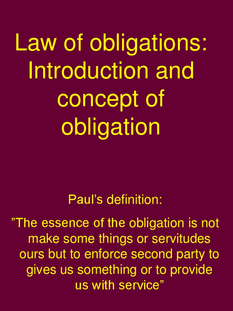 Law of Obligations: Introduction and Concept of Obligation | PDF | Law ...