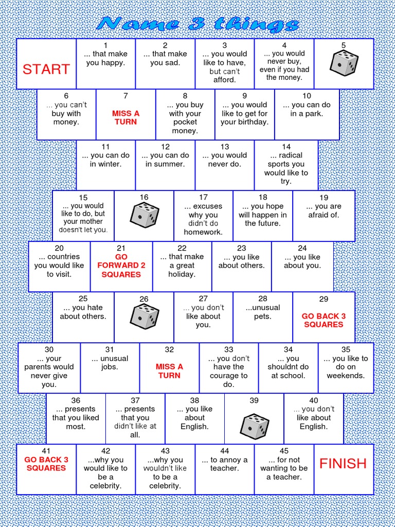 Board Game Name 3 Things | PDF | Leisure