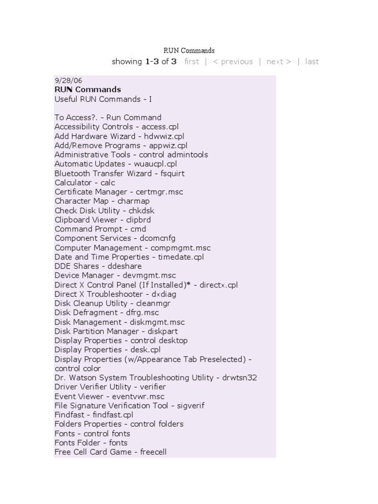 RUN Commands | PDF | Windows Registry | Microsoft Windows