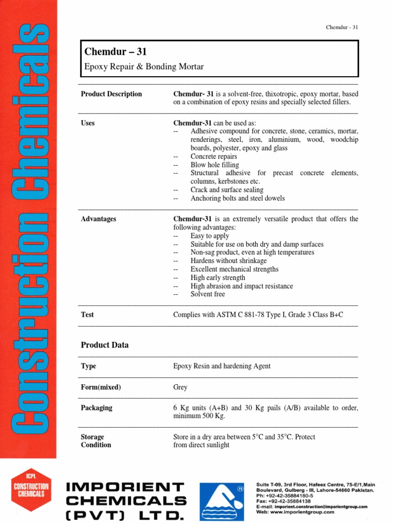 Chemdur - 31 | PDF | Epoxy | Adhesive