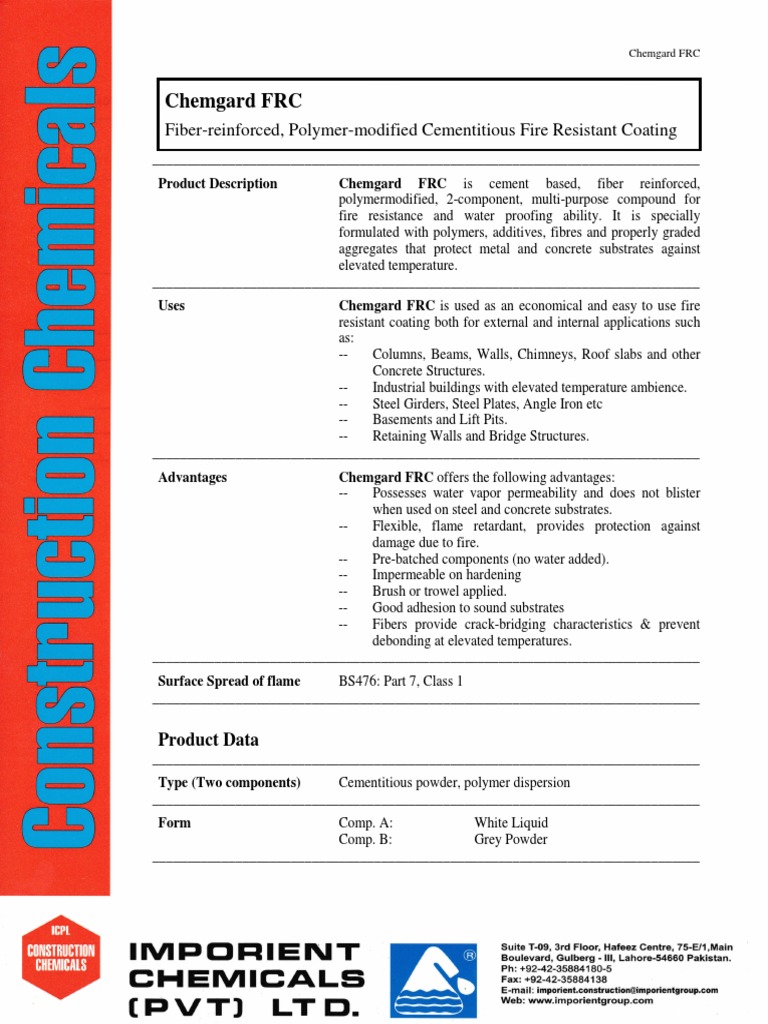 Chemgard FRC: Fiber-Reinforced, Polymer-Modified Cementitious Fire ...