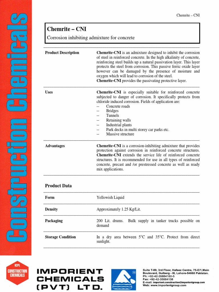 Chemrite - CNI | PDF | Corrosion | Concrete