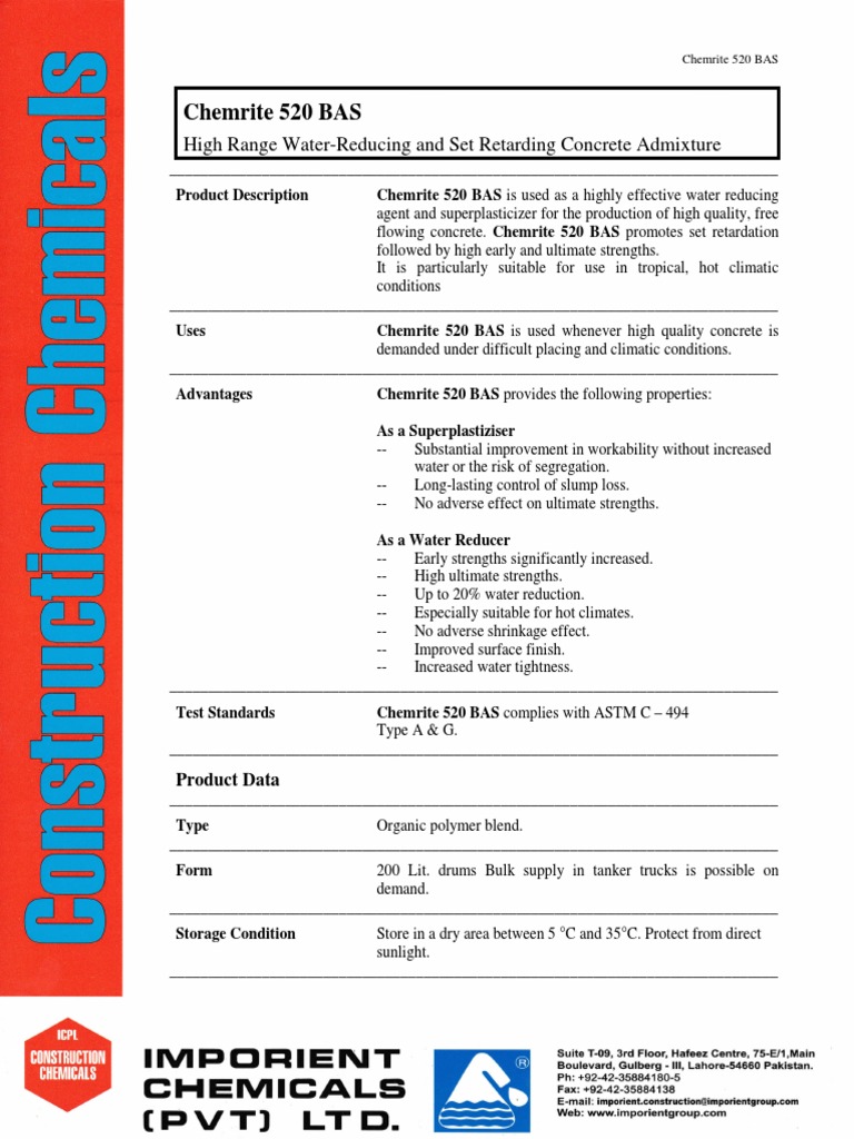 Chemrite 520 BAS | Download Free PDF | Concrete | Chemistry