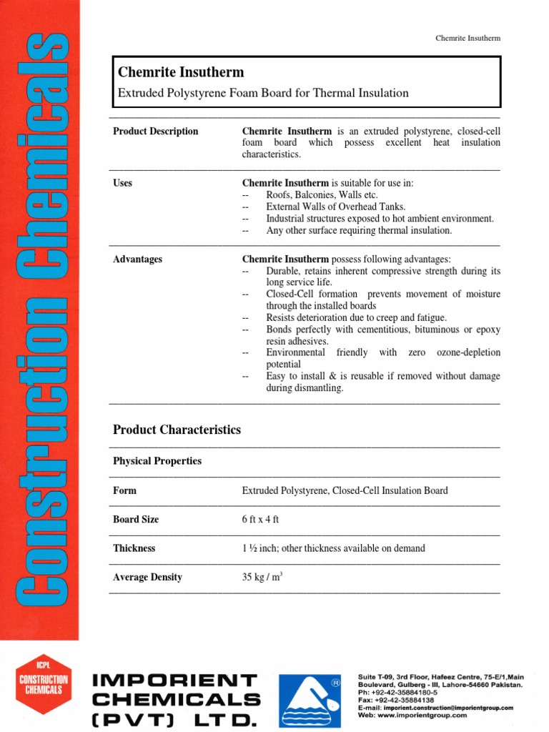 Chemrite Insutherm | PDF | Thermal Insulation | Polystyrene