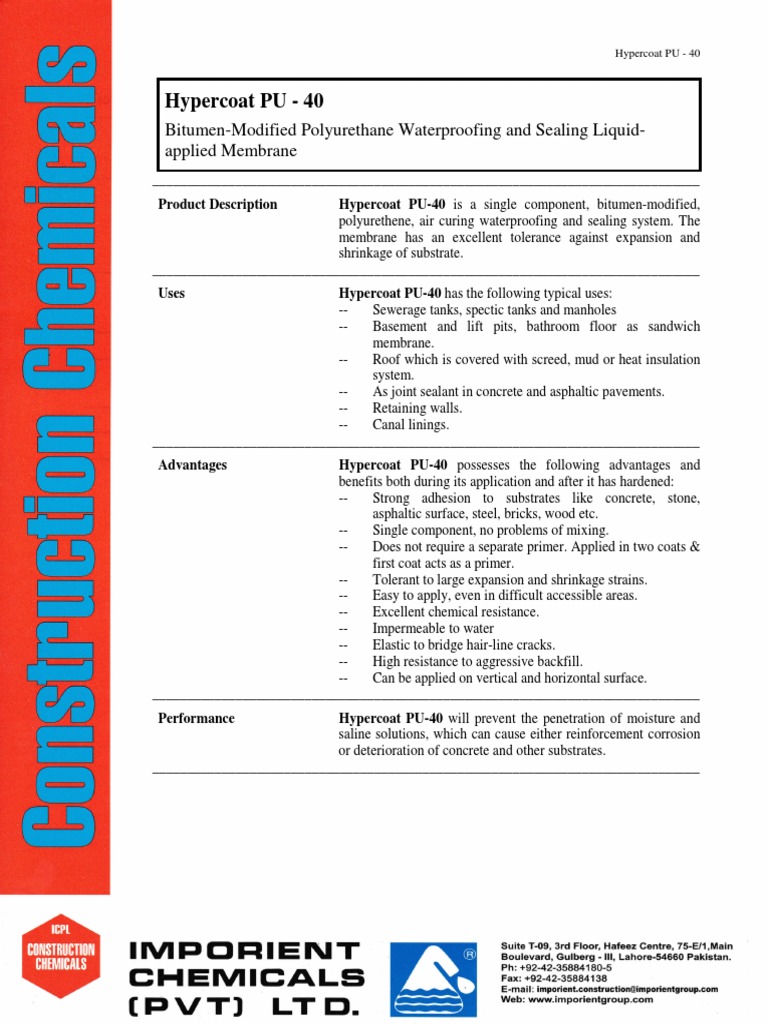 Hypercoat PU - 40 PDF | PDF | Concrete | Building Technology