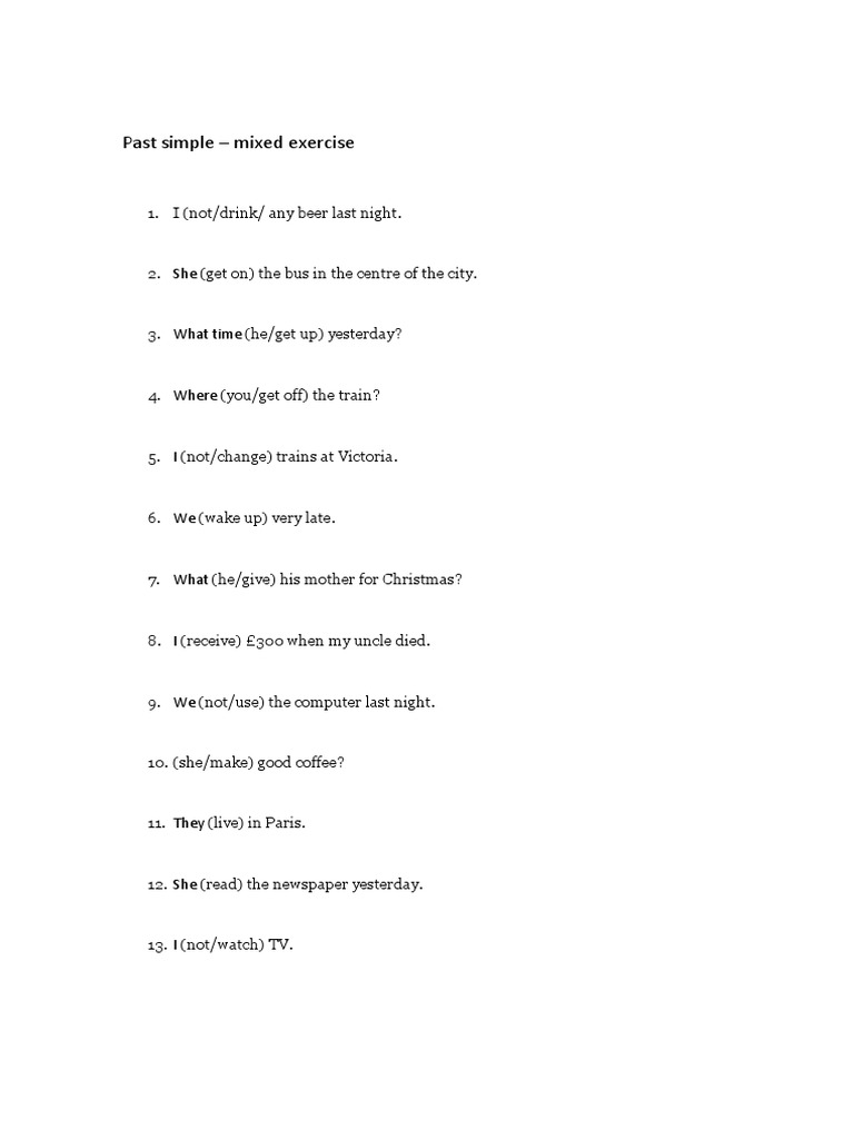 Past Simple - Mixed Exercise | PDF | Travel | Language Arts & Discipline