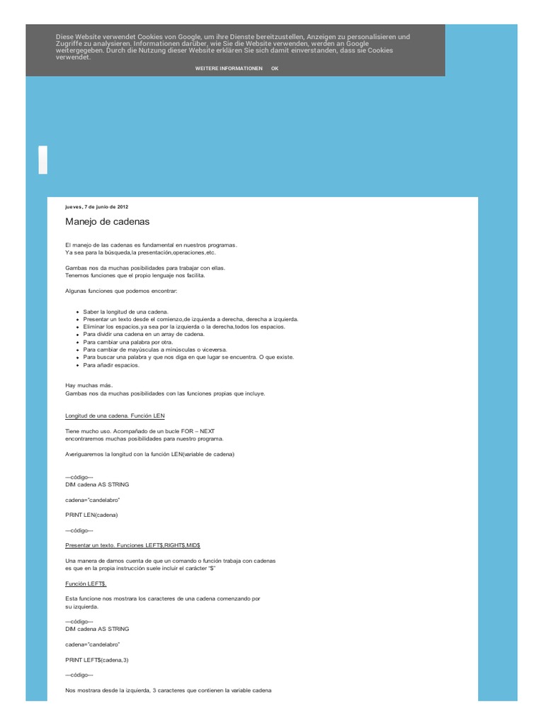 Ejemplos Manejo de Cadenas Gambas3 PDF | PDF | Cadena (informática ... Ejemplos Manejo de Cadenas Gambas3 PDF | PDF | Cadena (informática ...