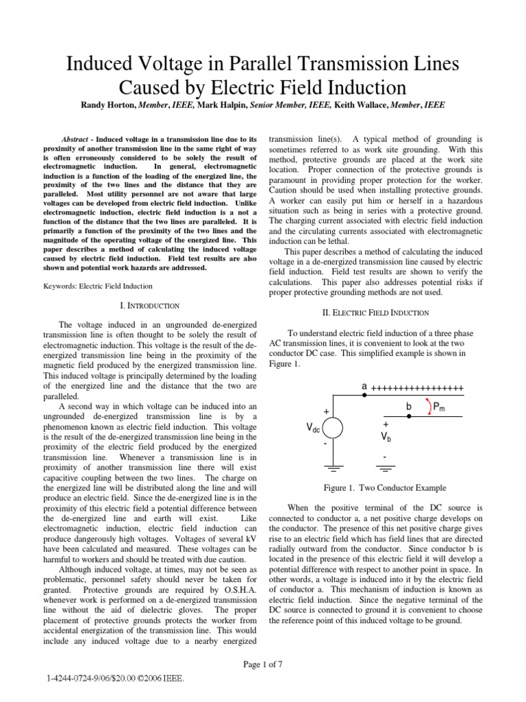 Induced Voltage in Transmission Lines.pdf | Electric Power Transmission ...