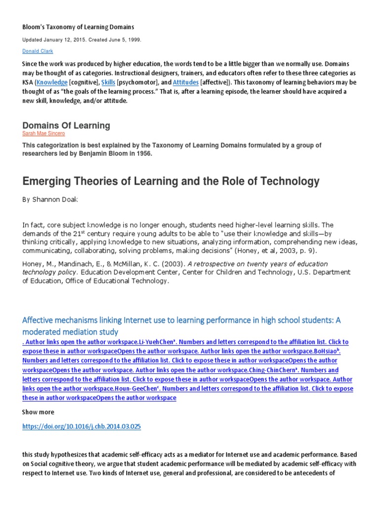 3 Domains of Learning | PDF | Metacognition | Learning