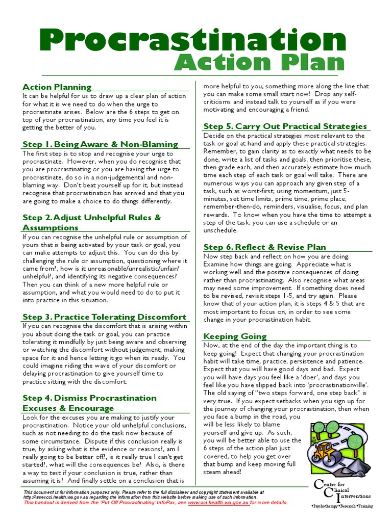 Procrastination Flyer - Action Plan PDF | PDF | Procrastination ...