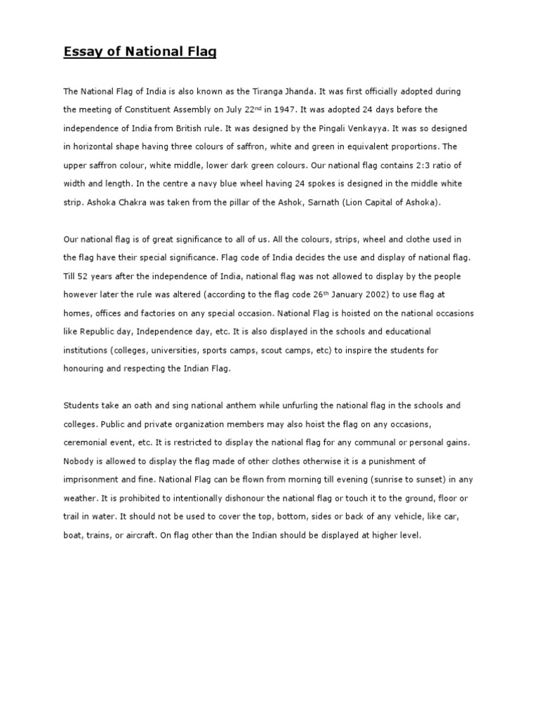 Essay of National Flag | PDF
