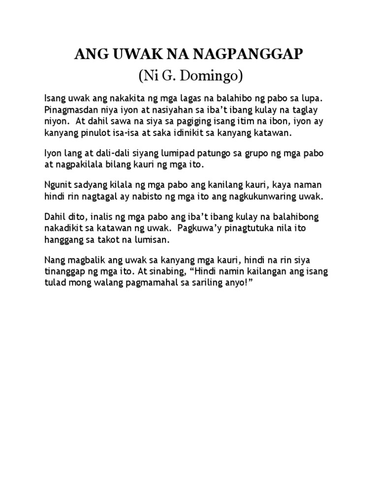 Ang Uwak Na Nagpanggap | PDF