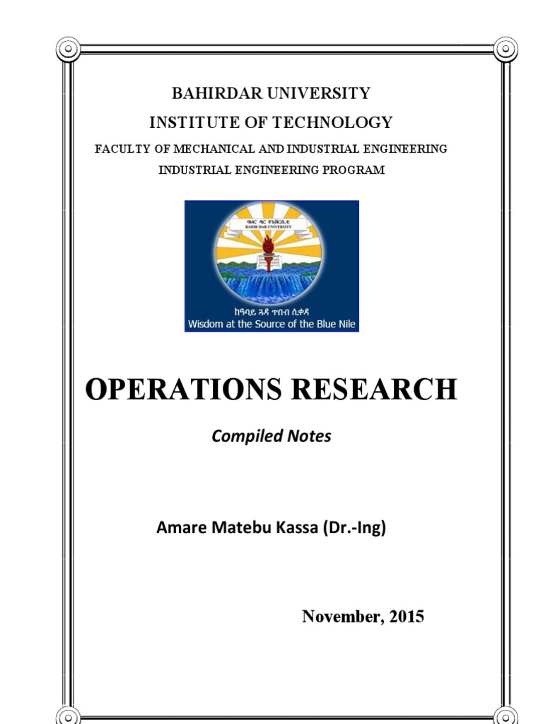 Operation Research - Compiled Notes | PDF | Linear Programming ...