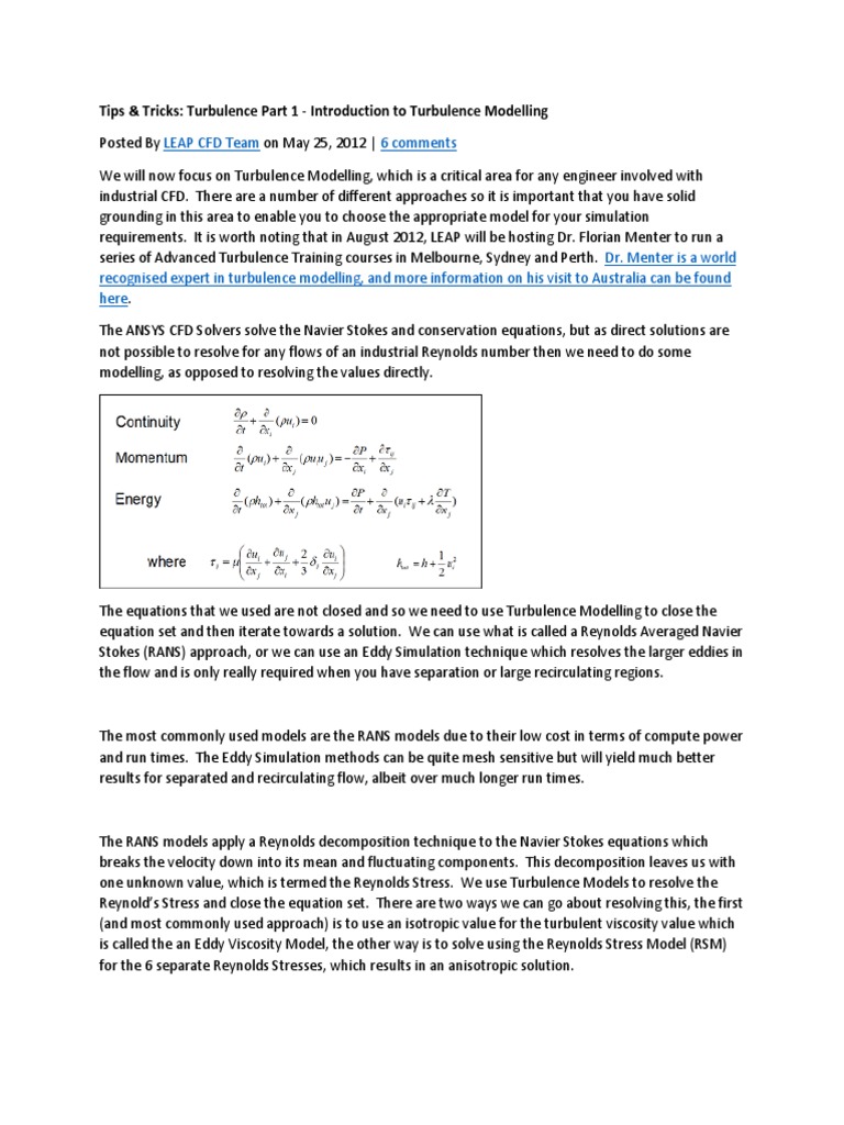 Introduction To Turbulence Modelling | PDF | Turbulence | Boundary Layer