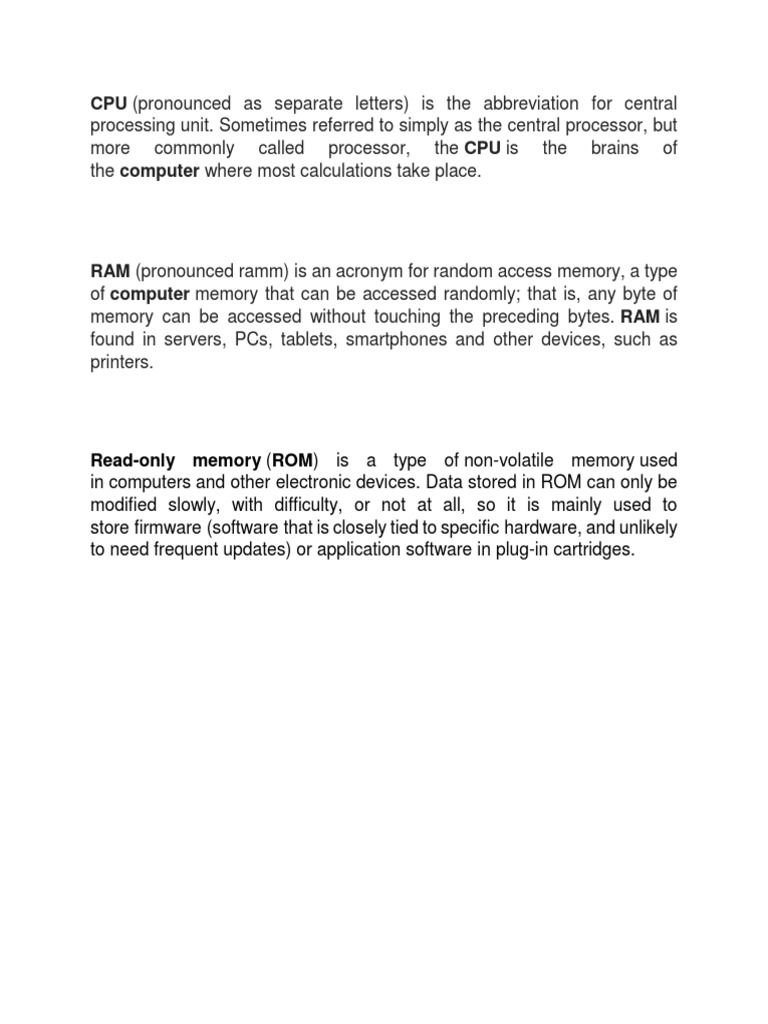 CPU (Pronounced As Separate Letters) Is The Abbreviation For Central | PDF