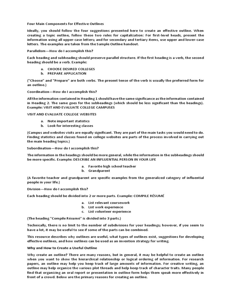 Four Main Components Effective Outlines | PDF | Cognitive Science ...