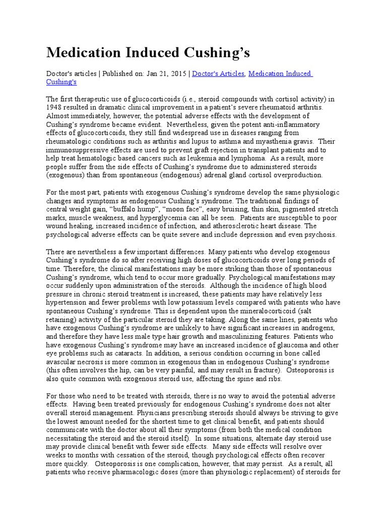 Medication Induced Cushing | PDF | Glucocorticoid | Corticosteroid
