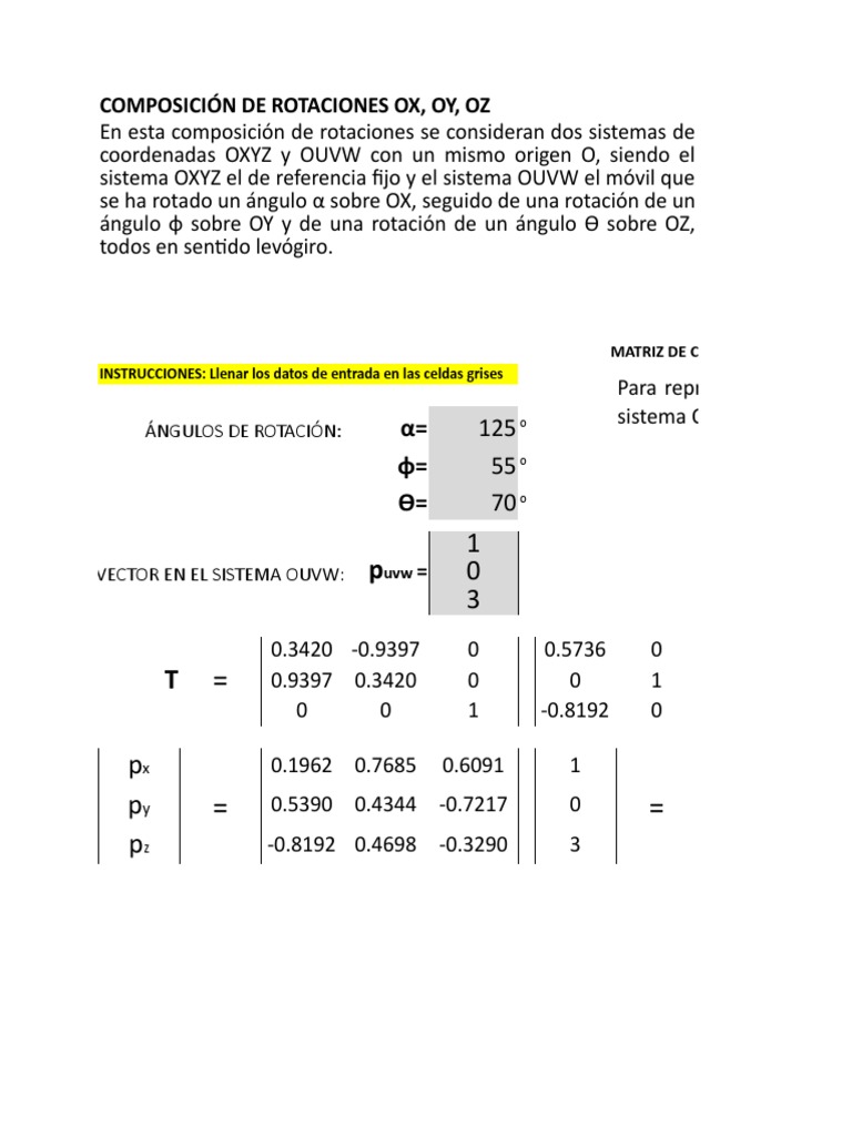 Matrices de Composición de Rotaciones | Rotación | Matriz (Matemáticas)