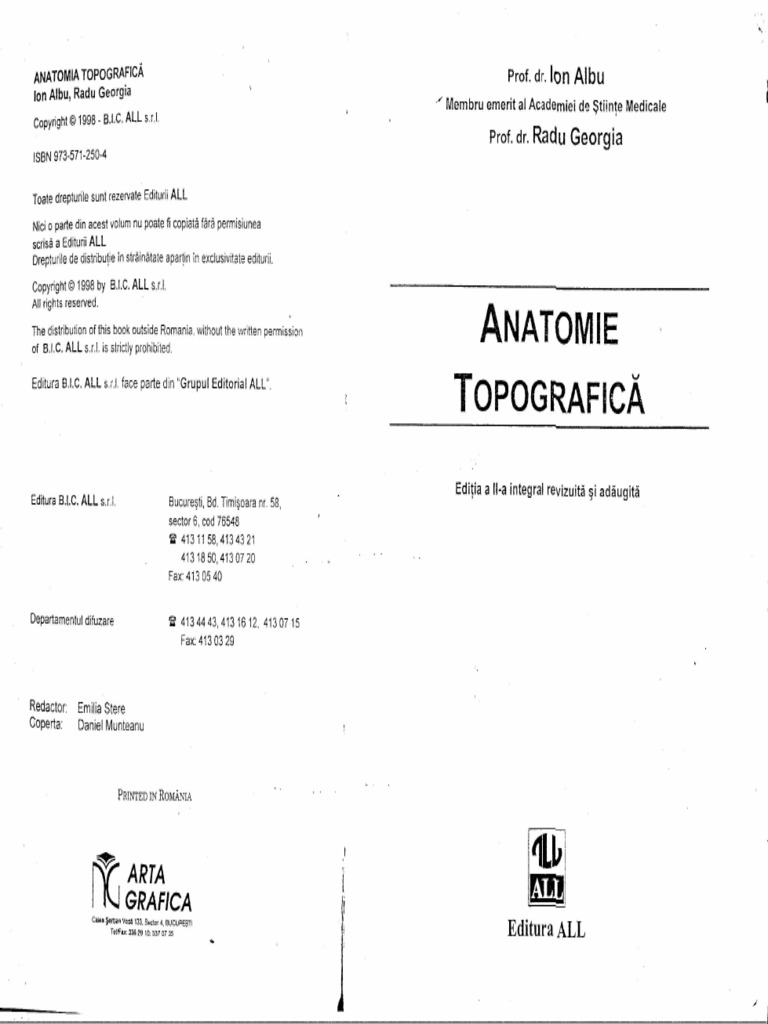 Anatomie Topografica Ion Albu Bucuresti | PDF
