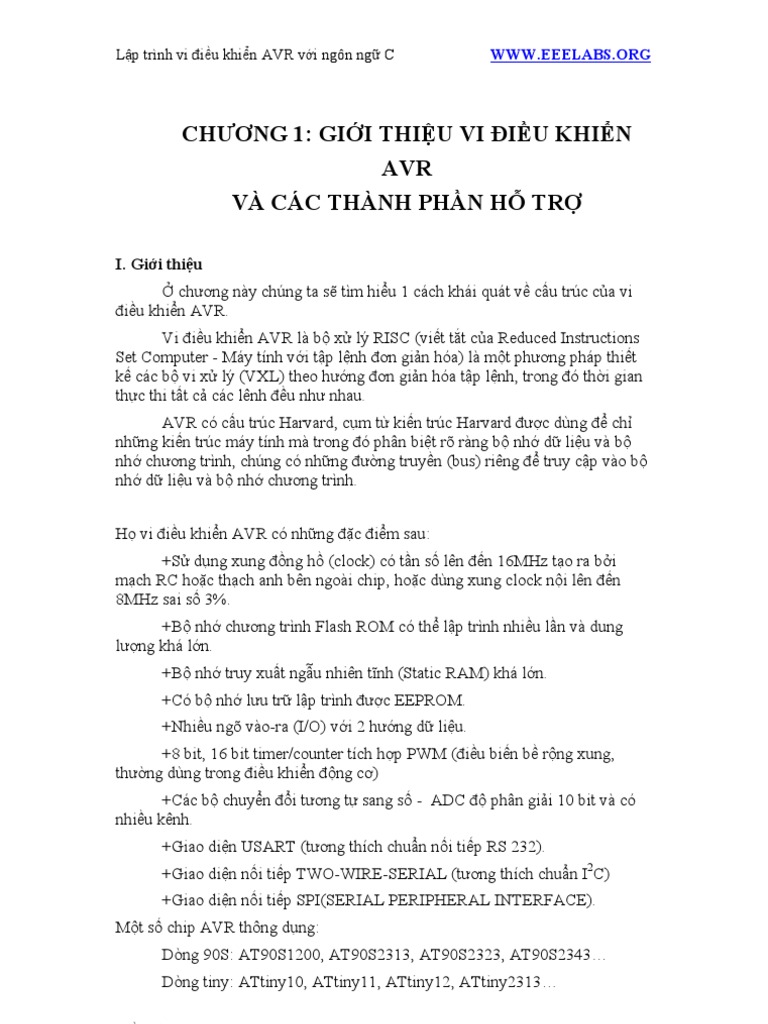 Lap Trinh Avr Voi C WWW - Eeelabs.org Chuong1 | PDF