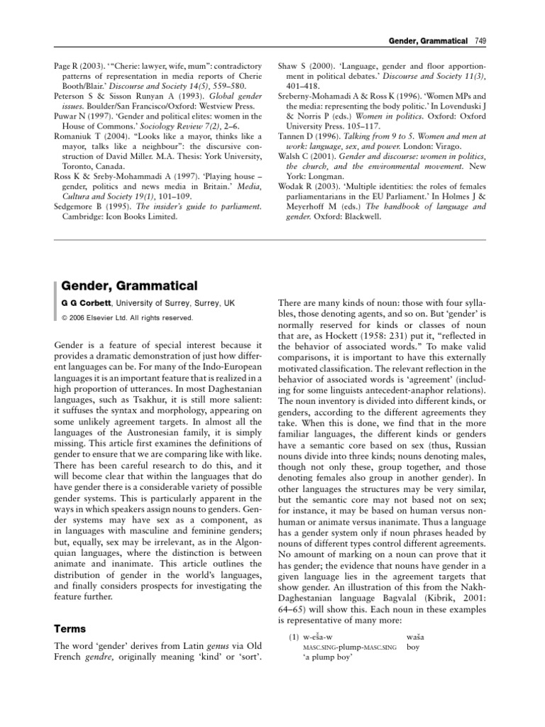 Gender Grammatical | PDF | Grammatical Gender | Noun