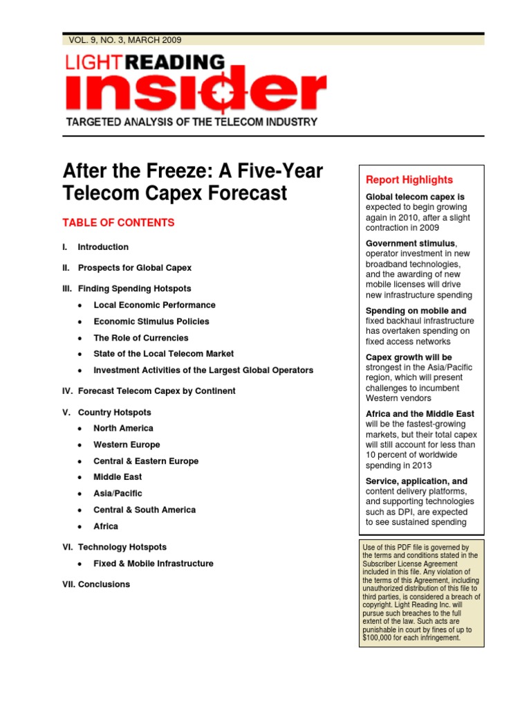 Capex Forecast - Telecommunication | PDF | 3 G | Fiber To The X