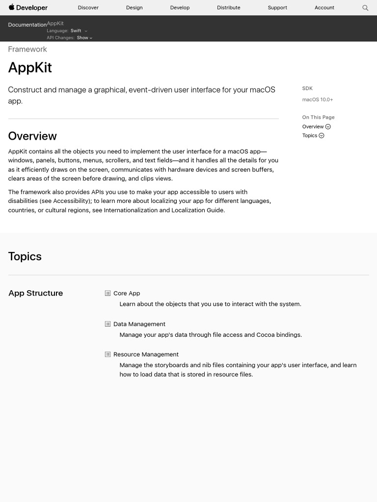Appkit Apple Developer Documentation Pdf Application Programming