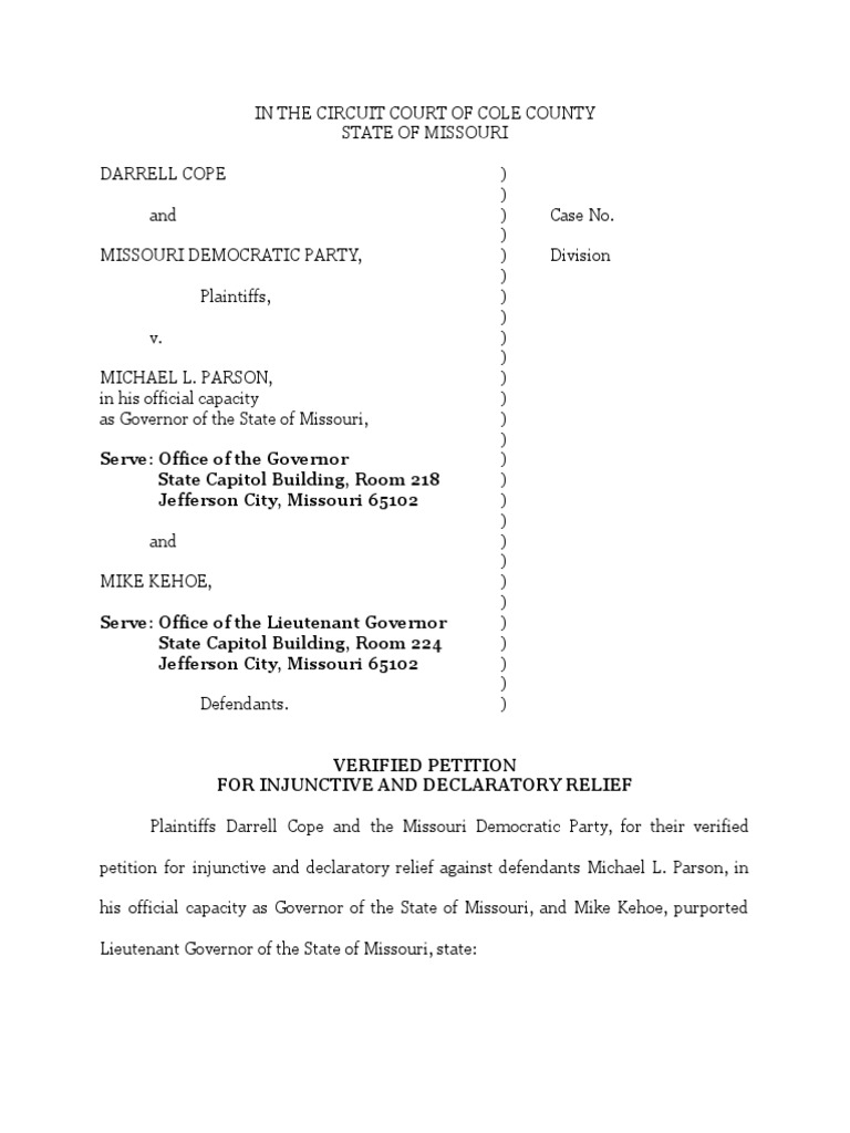 Verified Petition (Signed) | PDF | Standing (Law) | Declaratory Judgment