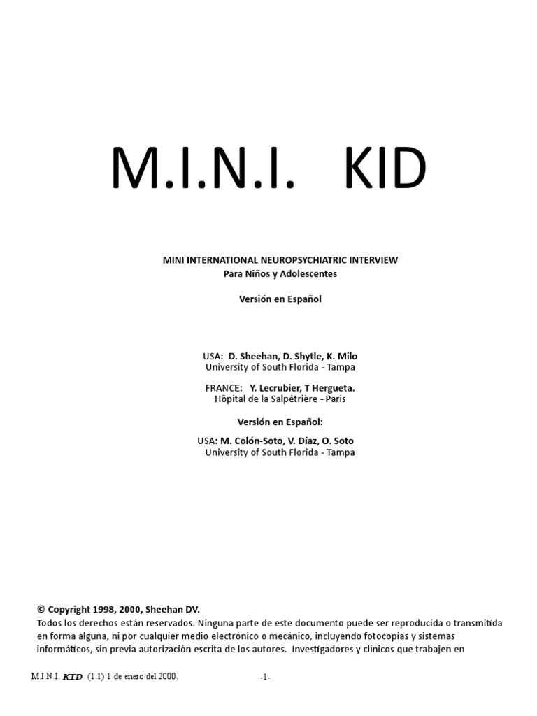 Mini Kid | PDF | Trastorno de pánico | Agorafobia