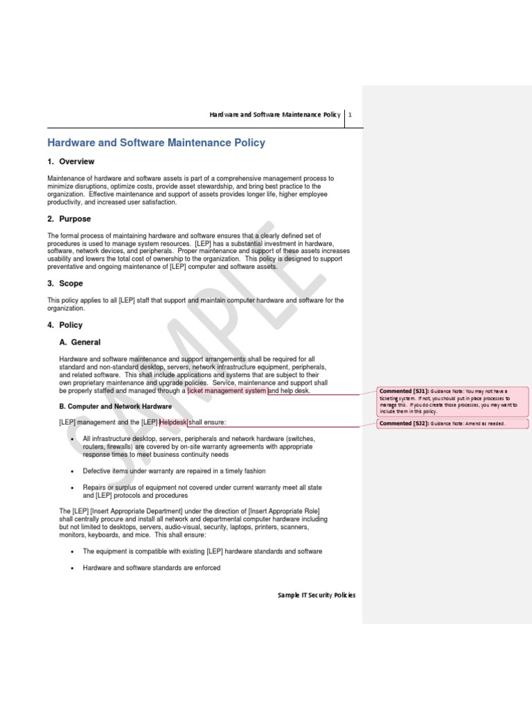 Hardware and Software Maintenance Policy | PDF | Help Desk | Computer ...