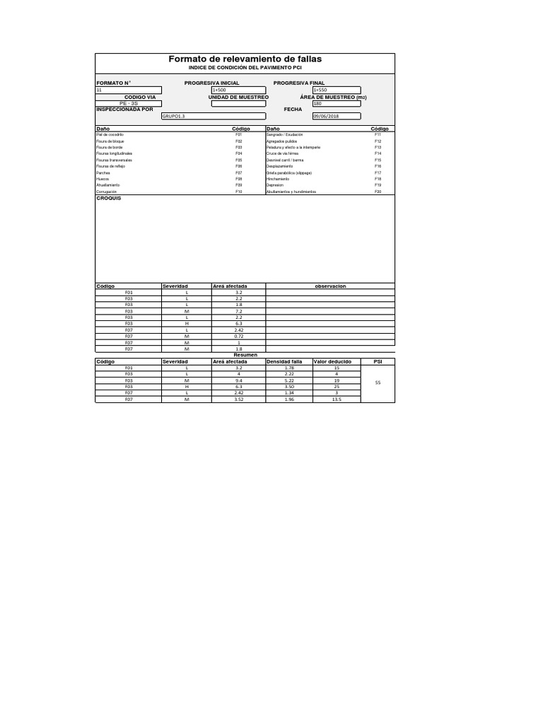 Formato de Campo Pci | PDF