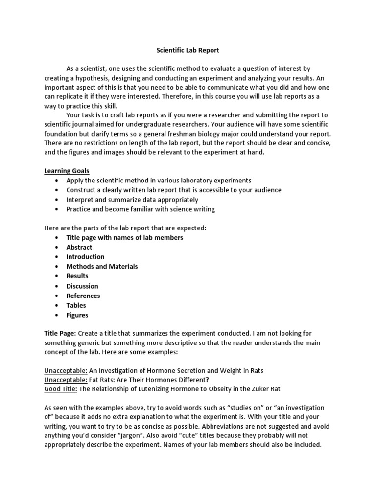 Writing Across The Curriculum Lab Report | PDF | Experiment ...