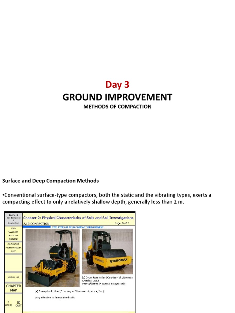 Ground Improvement: Methods of Compaction | PDF | Soil | Cement