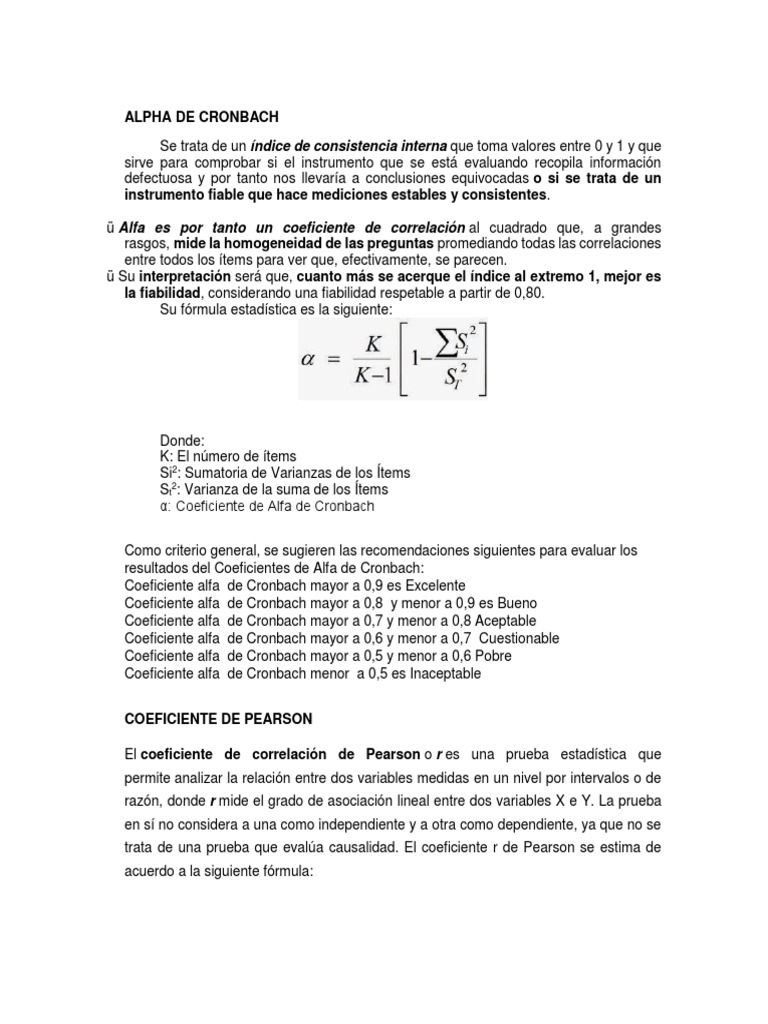 Alpha de Cronbach | PDF | Alfa de Cronbach | Análisis estadístico