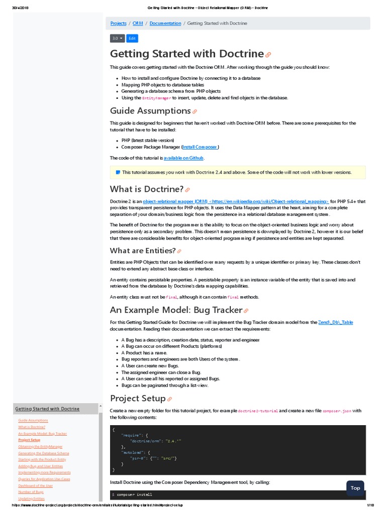 Getting Started With Doctrine - Object Relational Mapper (ORM) - Doctrine | PDF | Object ...