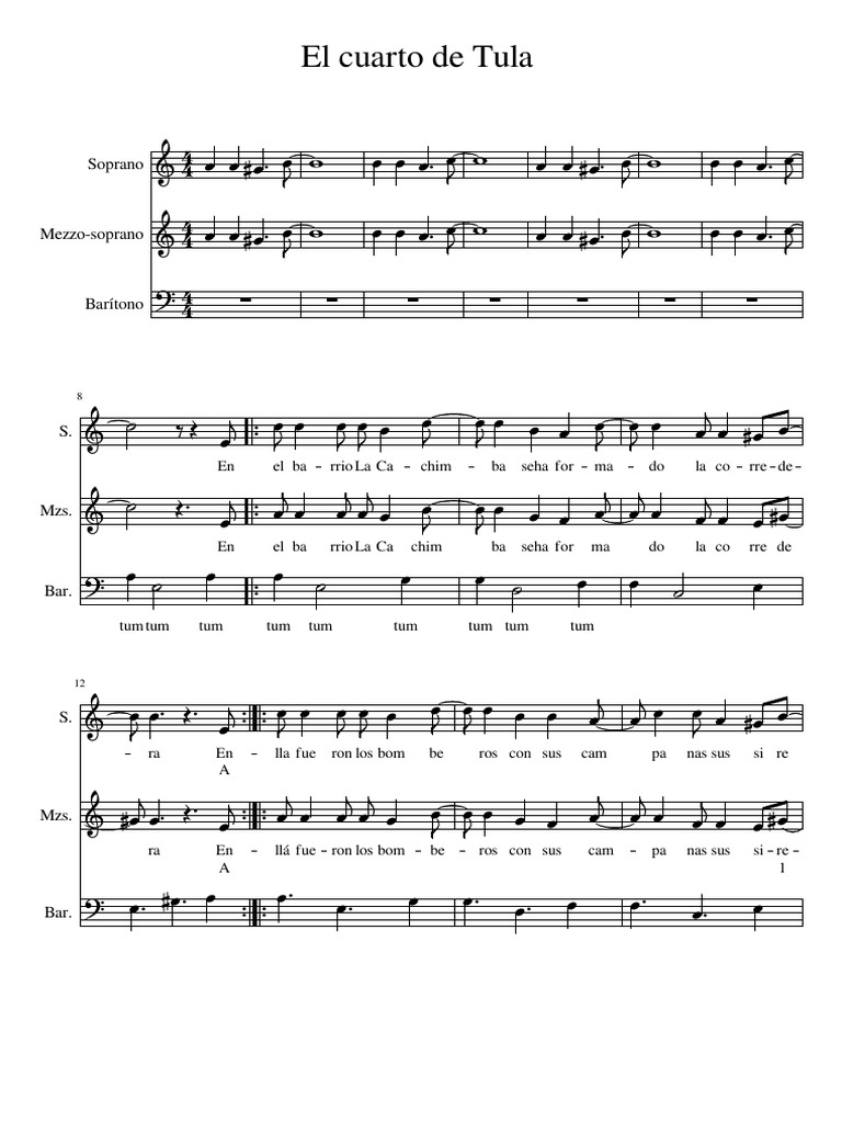 El Cuarto de Tula a Tres Voces | Música vocal | Canto