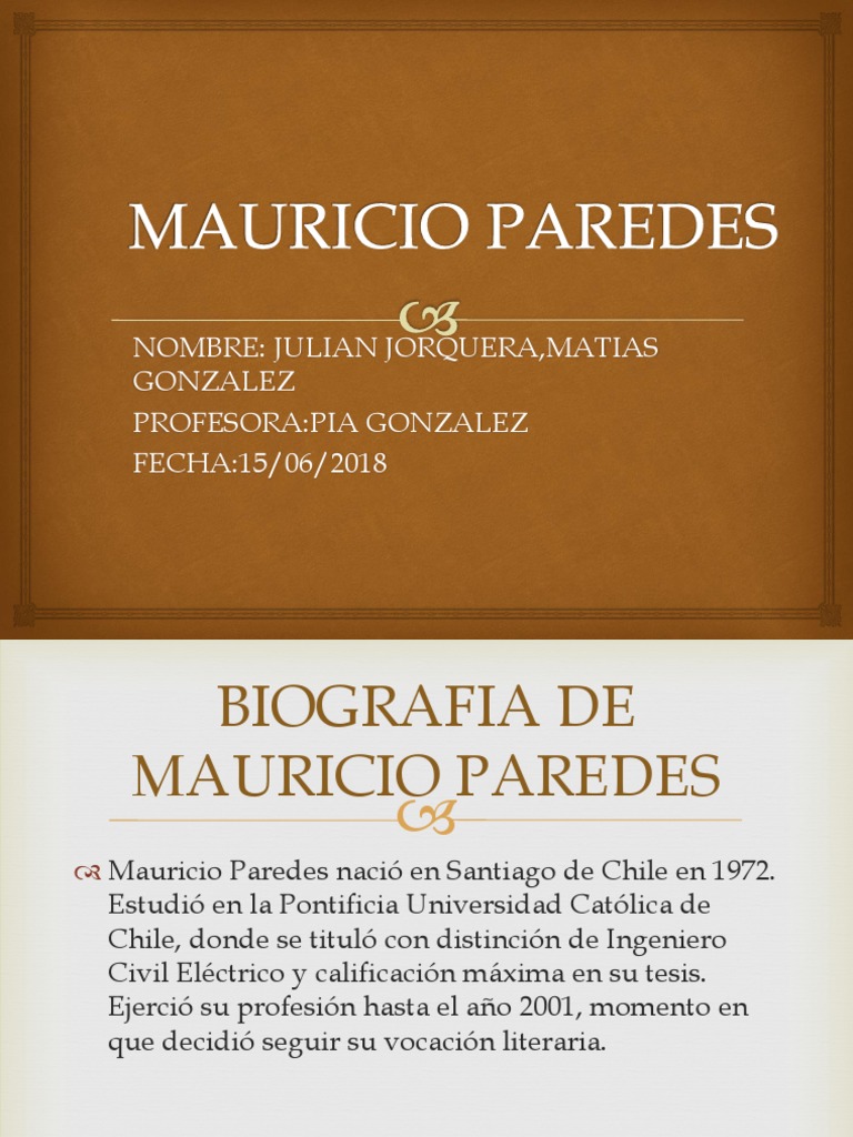 Biografía de Mauricio Paredes, Escritor | PDF