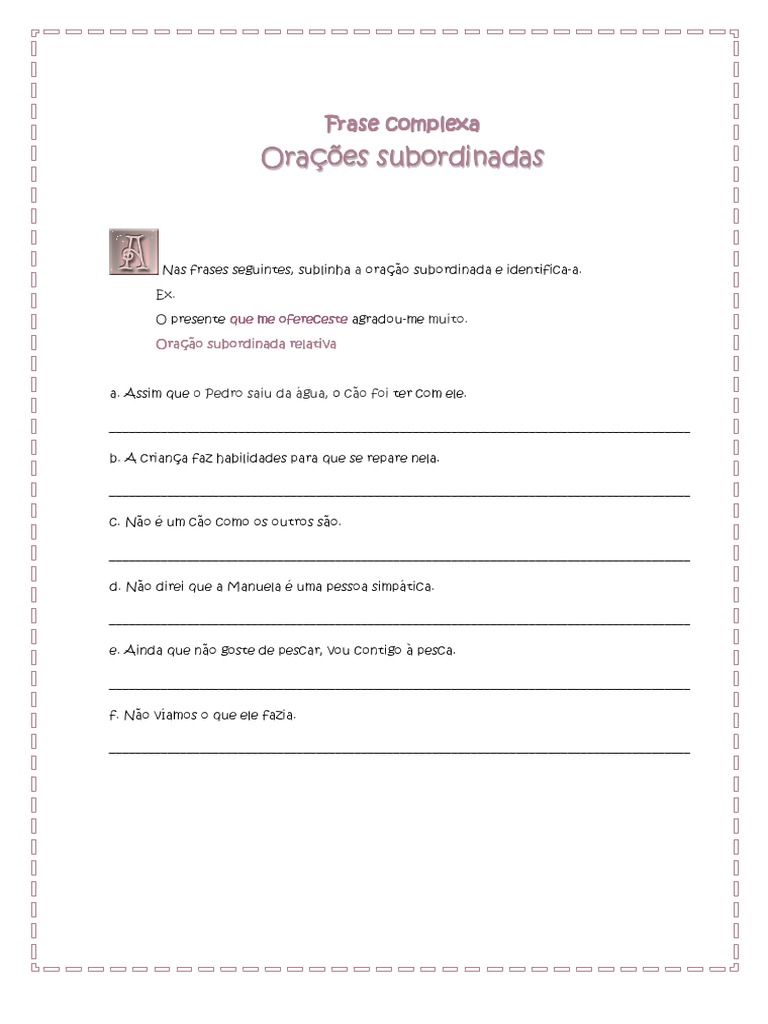 FT Frase Complexa Oracoes Subordinadas PDF | PDF | Cães