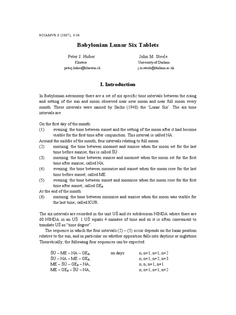 Babylonian Lunar Six Tablets | PDF | Social Science | Science & Mathematics