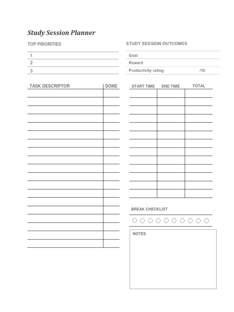Study Session Planner | PDF