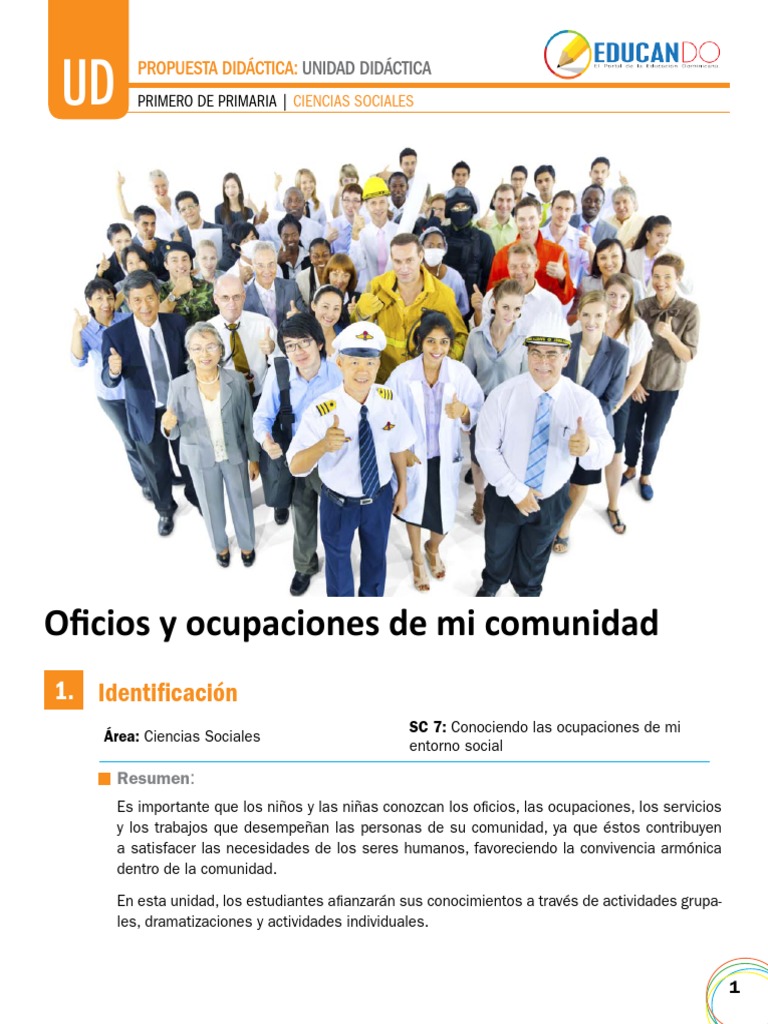 Oficios y Ocupaciones de Mi Comunidad | PDF | Maestros | Aprendizaje