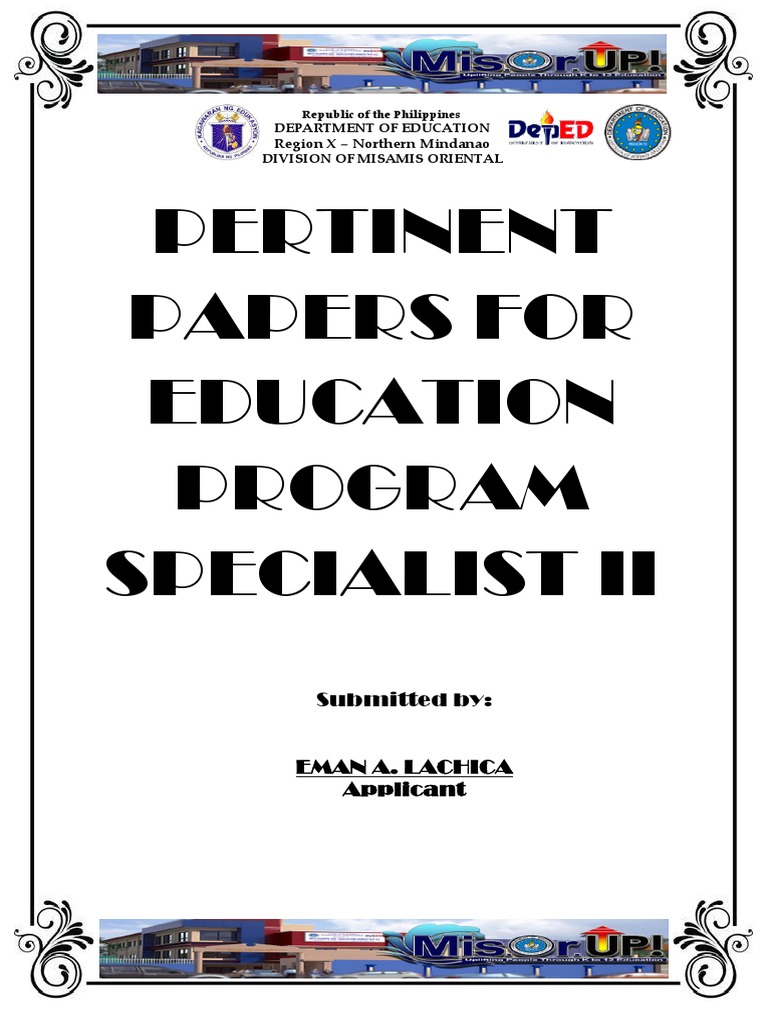 Pertinent Papers For Education Program Specialist Ii: Submitted by | PDF