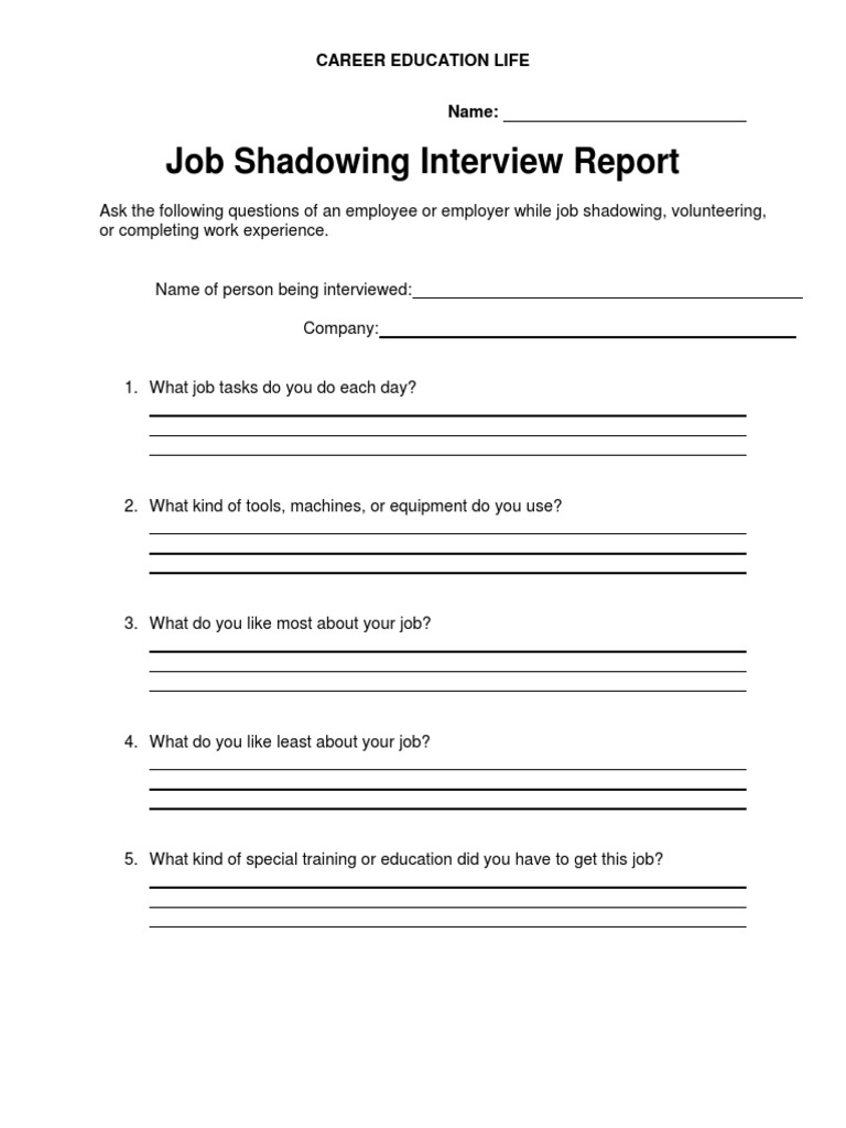 Job Shadowing Interview Cel 10 | Download Free PDF | Employment | Labor