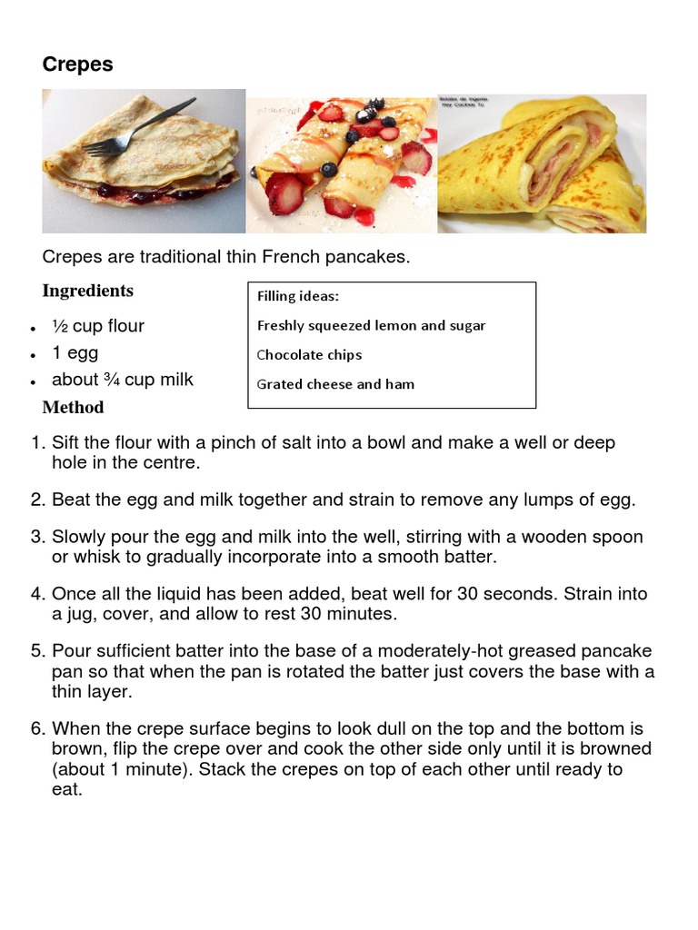 Basic Crepe Recipe and Fillings | PDF