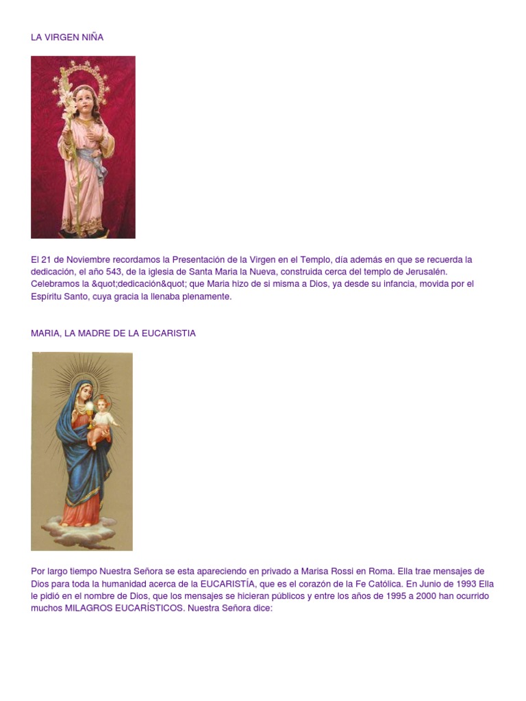 Advocaciones Mas Importantes de La Virgen Maria | PDF | María, madre de ...