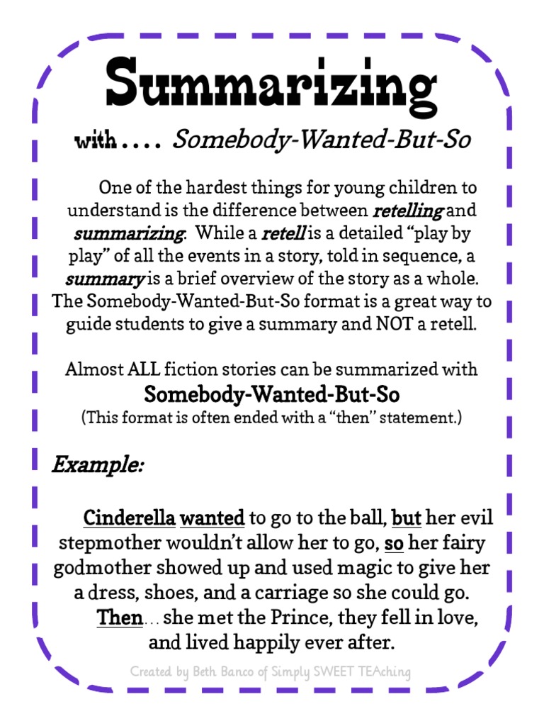 Summarizing with..Somebody-Wanted-But-So | PDF | Leisure