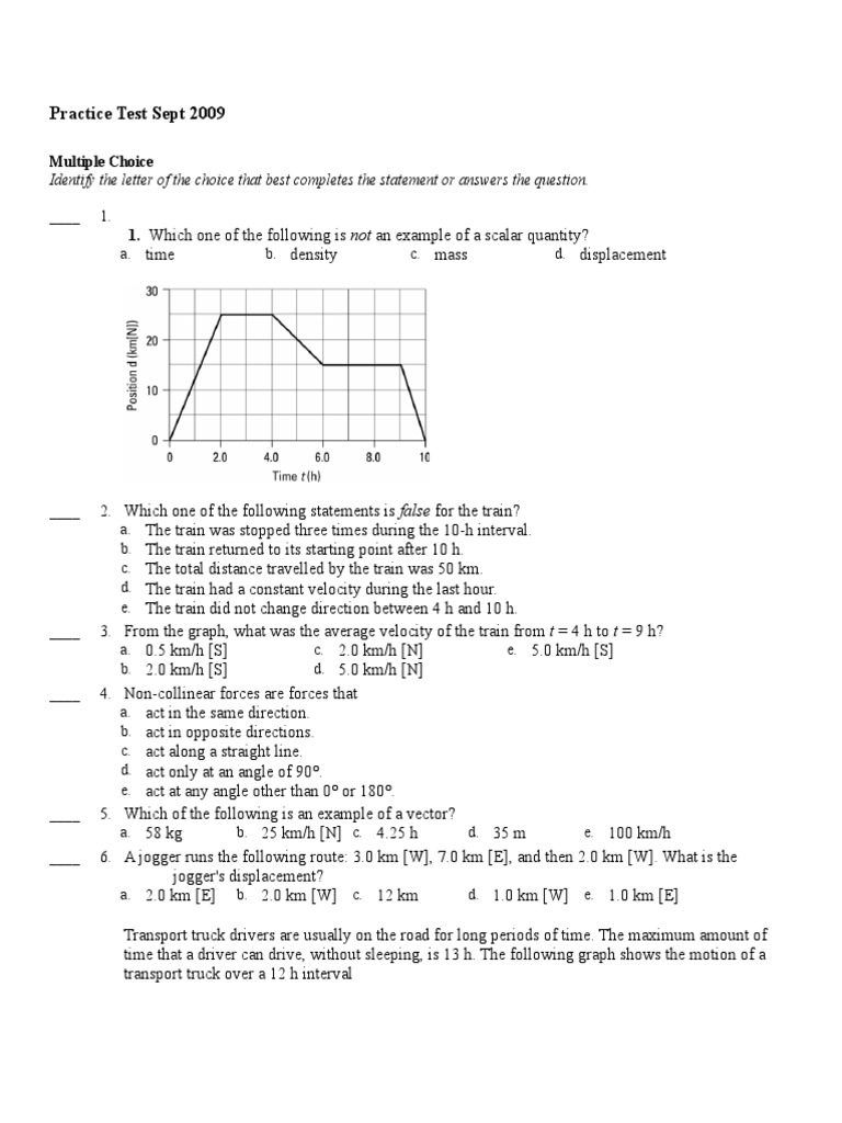 Practice Test Kinematics | PDF | Acceleration | Velocity
