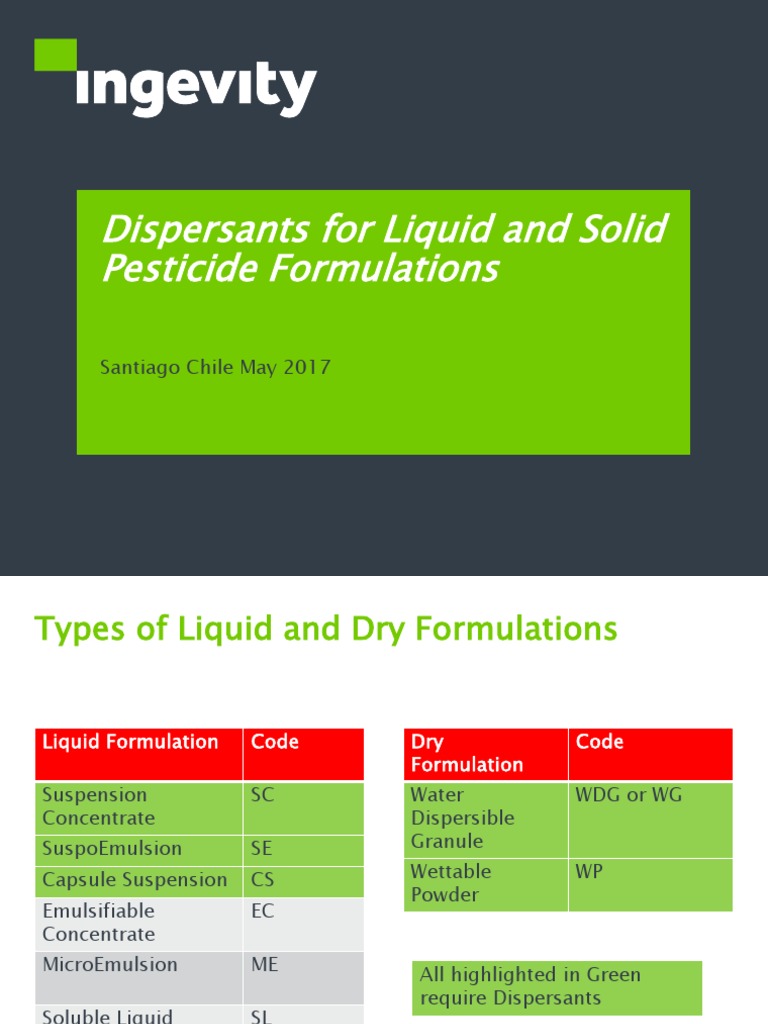 Dispersants For Liquid and Solid Pesticide Formulations 2017 PDF | PDF ...