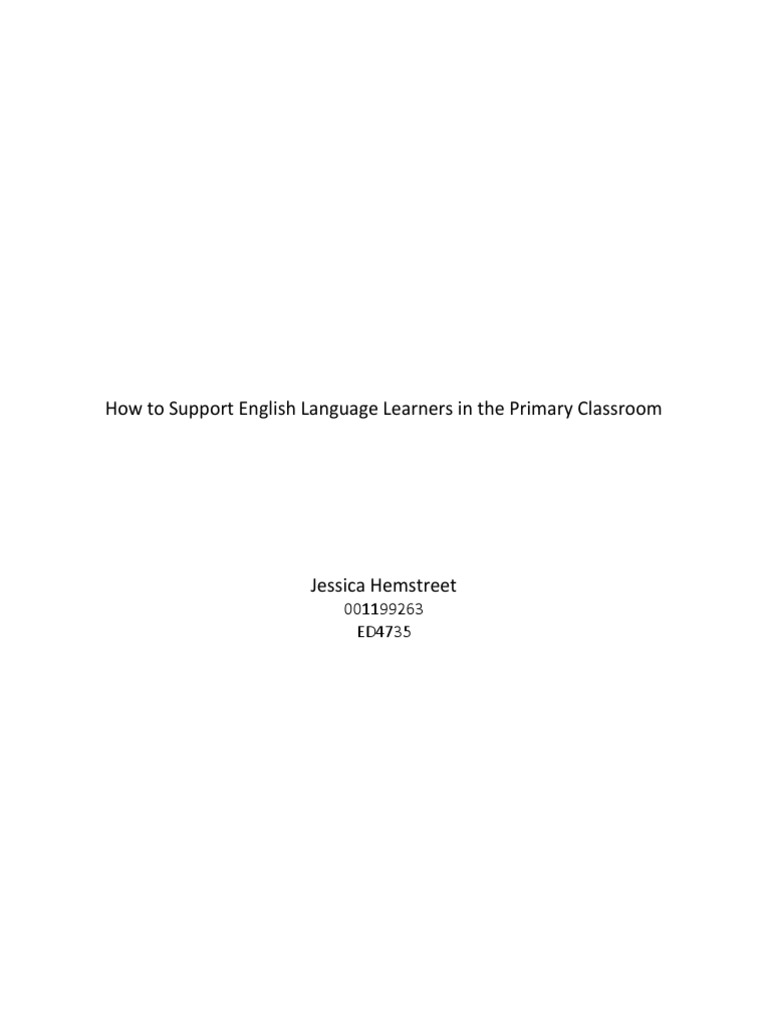 How To Support English Language Learners in The Primary Classroom | PDF ...
