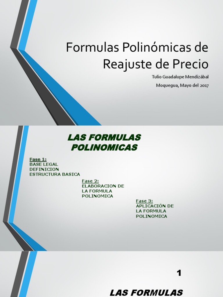 Clase - Formulas Polinómicas de Reajuste de Precio | PDF | Presupuesto | Gobierno